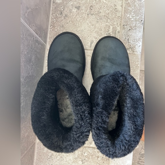 UGG | Shoes | Ugg Classic Mini Fluff Ankle Boot In Black | Poshmark